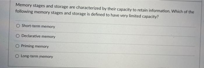 Solved Memory stages and storage are characterized by their | Chegg.com