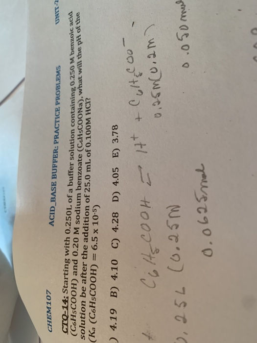 Solved CHEM107 ACID_BASE BUFFER: PRACTICE PROBLEMS UNIT-2 | Chegg.com