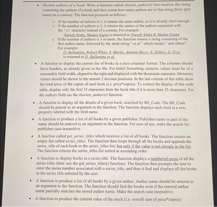 Solved 1. Requirements You are required to help the bookshop | Chegg.com