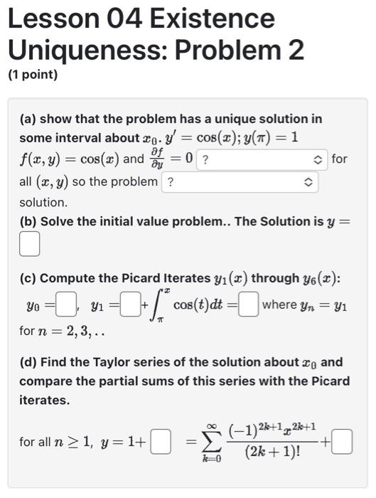 Solved Lesson 04 Existence Uniqueness: Problem 2 (1 point) | Chegg.com