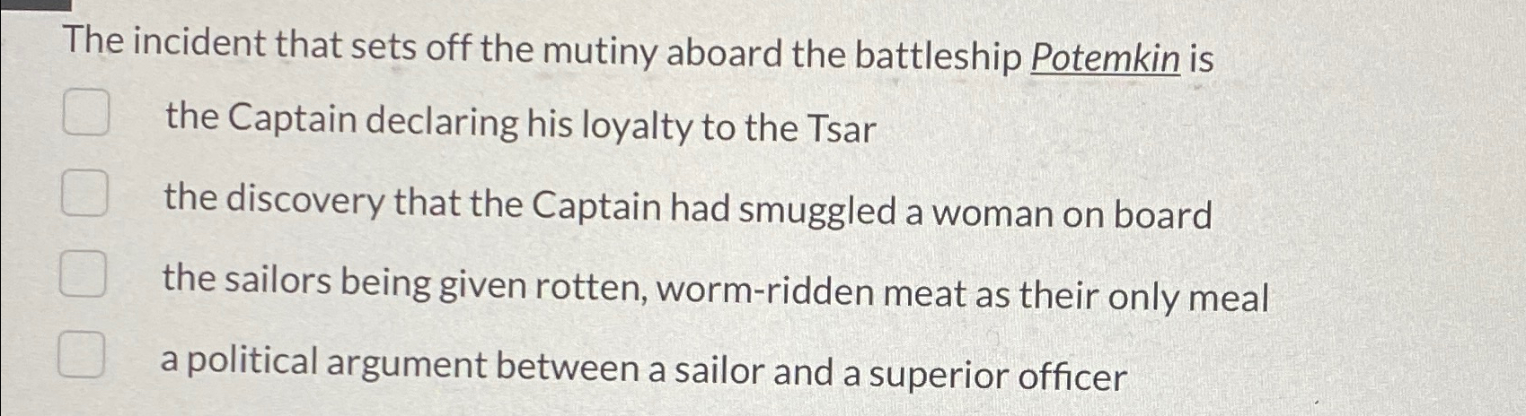 Solved The incident that sets off the mutiny aboard the | Chegg.com