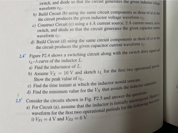 Solved Fig. P2.5 ii) VS1=2 V and VS2=6 V Show the maximum | Chegg.com