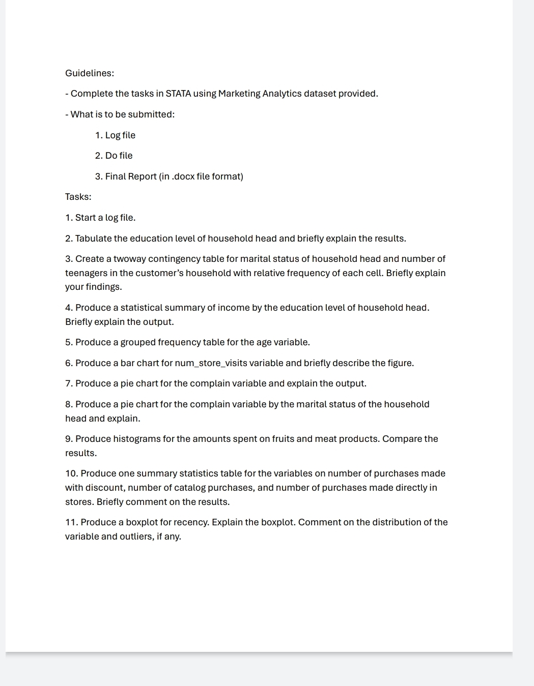 Solved Guidelines:Complete the tasks in STATA using | Chegg.com