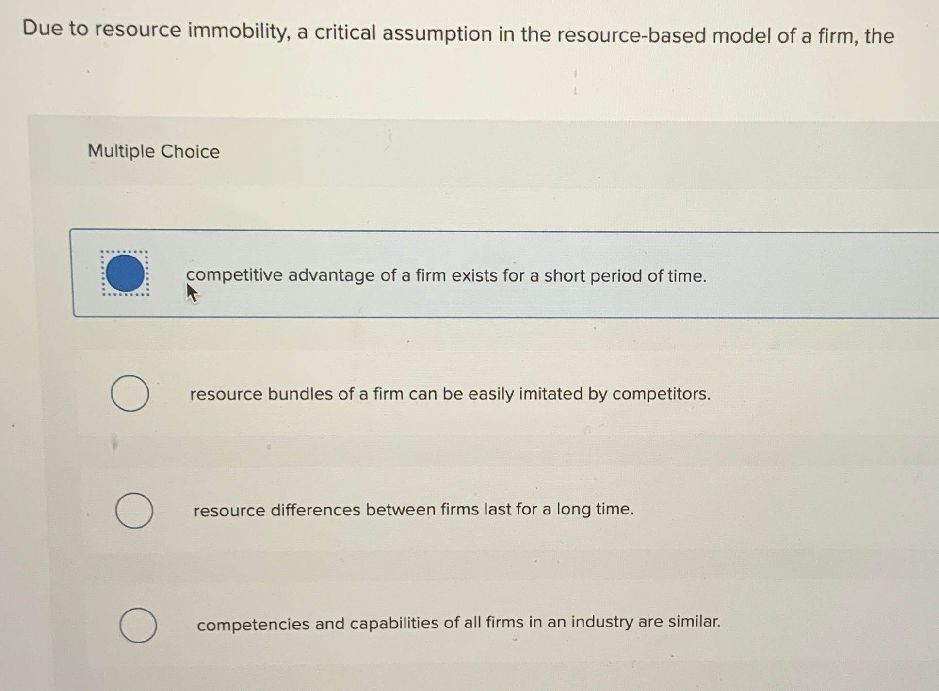 Solved Due to resource immobility, a critical assumption in | Chegg.com