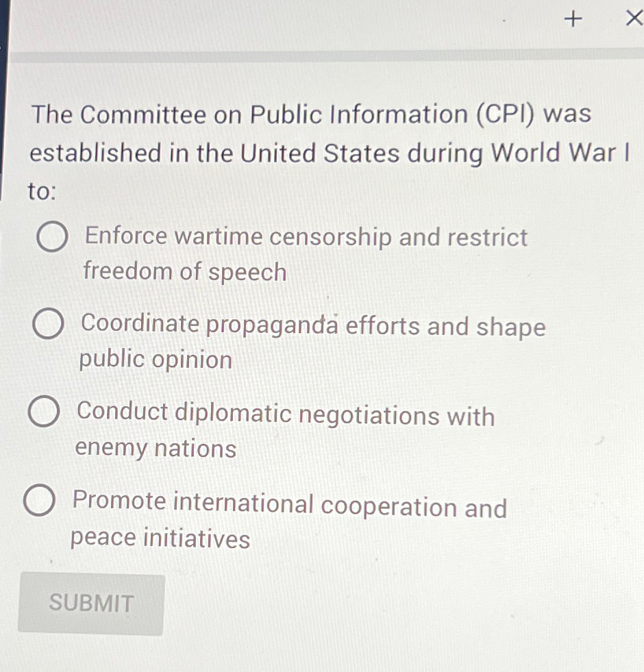 Solved The Committee on Public Information (CPI) ﻿was | Chegg.com