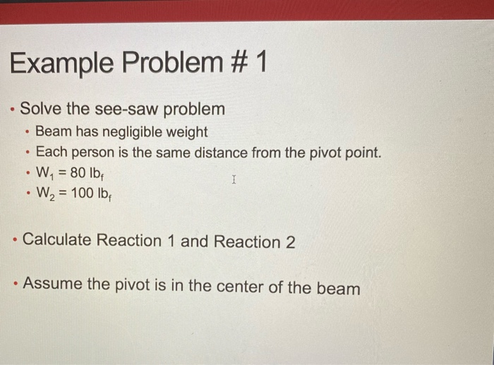 Solved Example Problem #1 • Solve the see-saw problem • Beam | Chegg.com