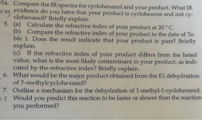 Solved 14. Compare the IR spectra for cyclohexanol and your | Chegg.com