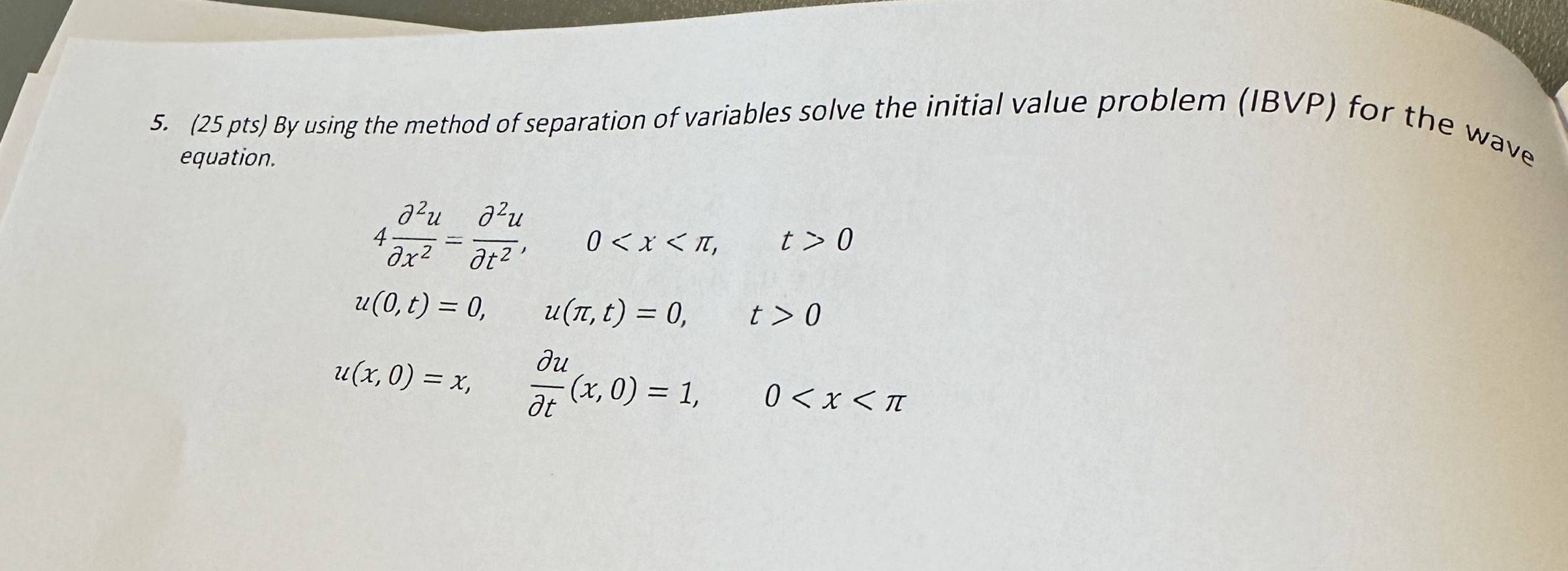 Solved (25 ﻿pts) ﻿By using the method of separation of | Chegg.com