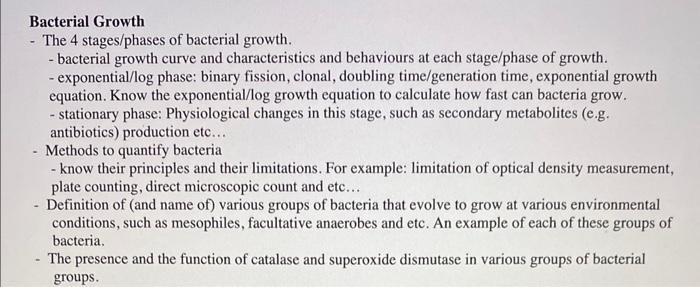 Solved Bacterial Growth - The 4 stages/phases of bacterial | Chegg.com