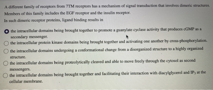 Solved A different family of receptors from 7TM receptors | Chegg.com