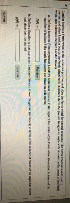 Solved Landon boards a Ferris wheel at the 3-o'clock | Chegg.com