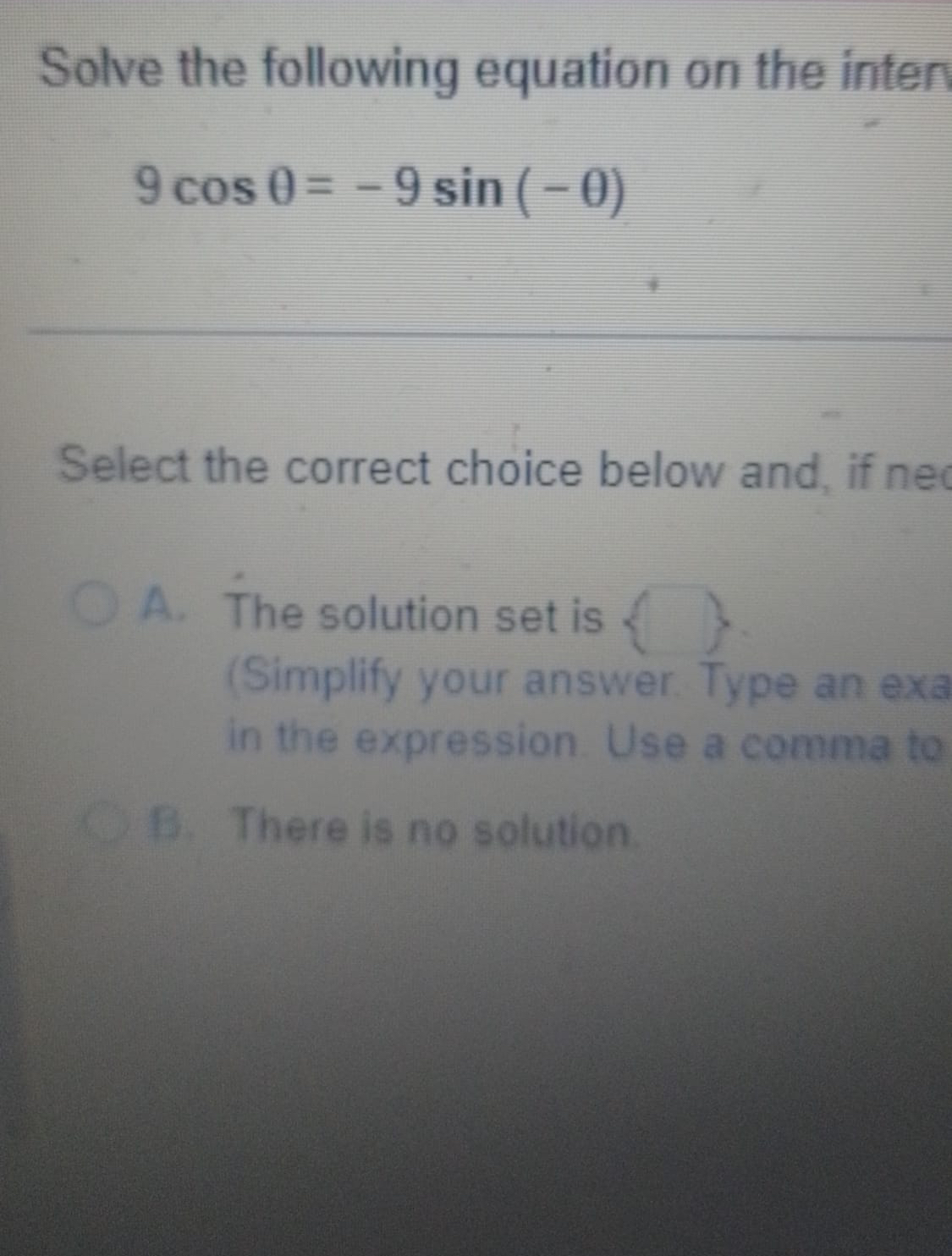 Solved Solve the following equation on the | Chegg.com
