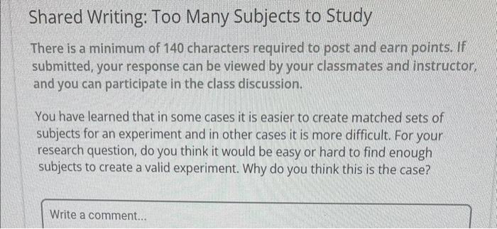 Solved Shared Writing: Too Many Subjects to Study There is a | Chegg.com