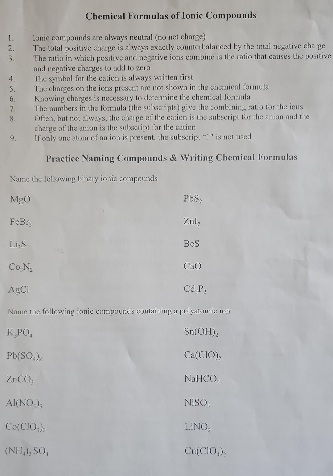 Solved 1. Ionic compounds are always neutral (no net charge) | Chegg.com