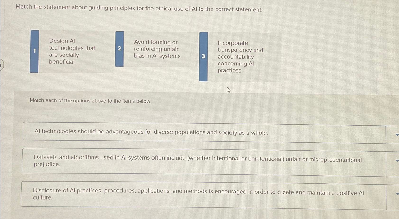 Solved Match the statement about guiding principles for the | Chegg.com