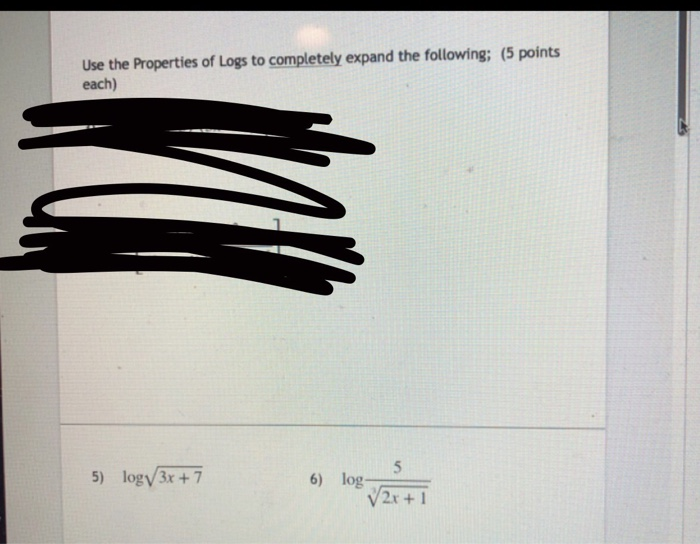 Solved Use the Properties of Logs to completely expand the | Chegg.com