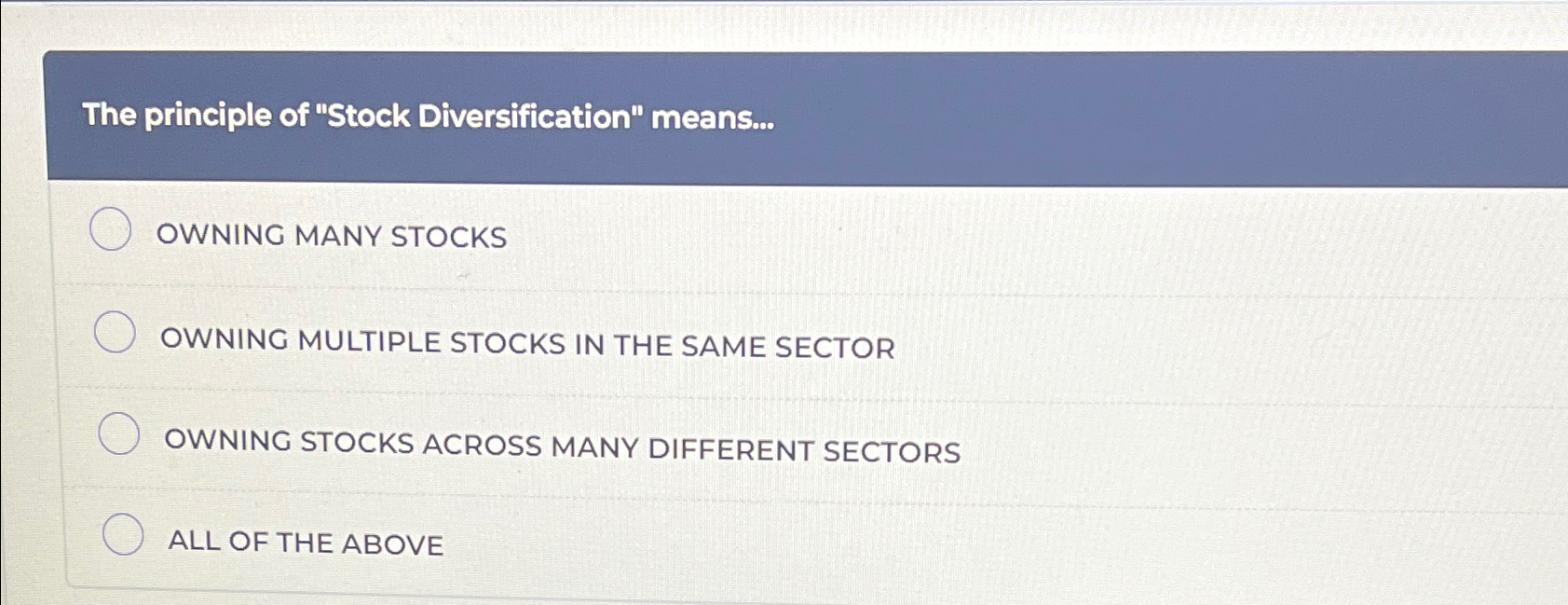 Solved The principle of "Stock Diversification" | Chegg.com