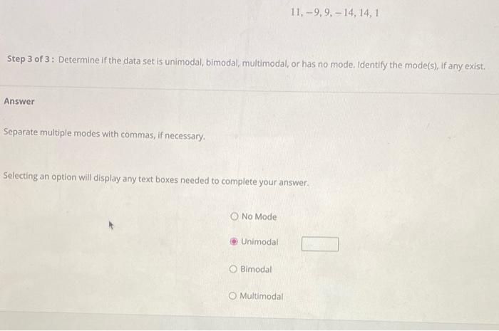 Solved 11, -9.9. - 14, 14, 1 Step 3 of 3 : Determine if the | Chegg.com