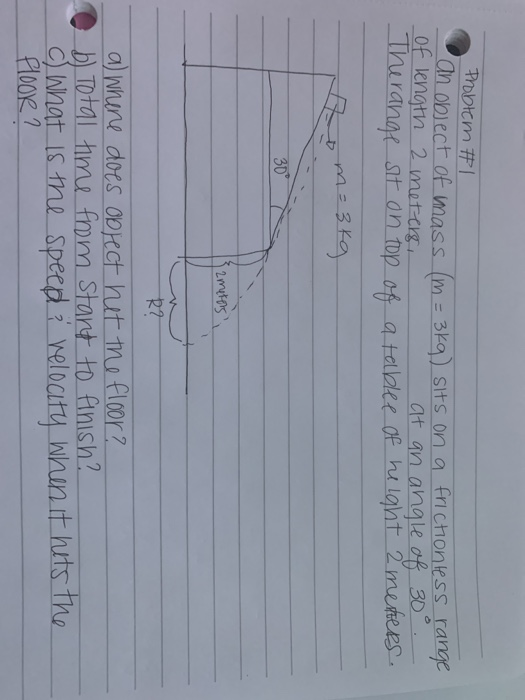 Solved Problem #1 an object of mass im = 3kg) sits on a | Chegg.com