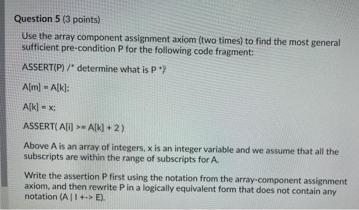 Question 5 (3 points) Use the array component | Chegg.com