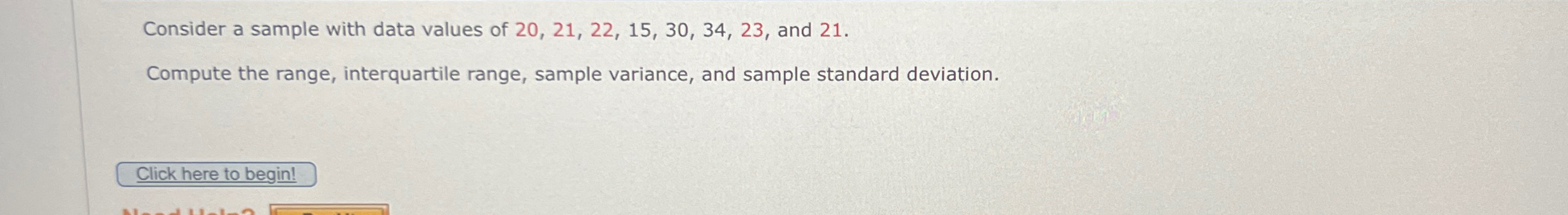 Solved Consider a sample with data values of | Chegg.com