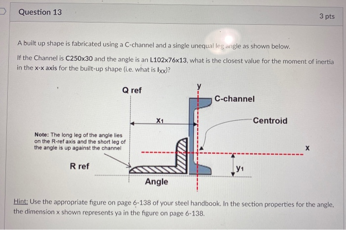 Solved Question 13 3 pts A built up shape is fabricated | Chegg.com