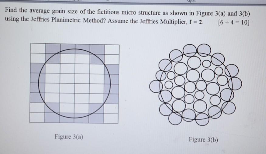 Solved Styles Find the average grain size of the fictitious | Chegg.com