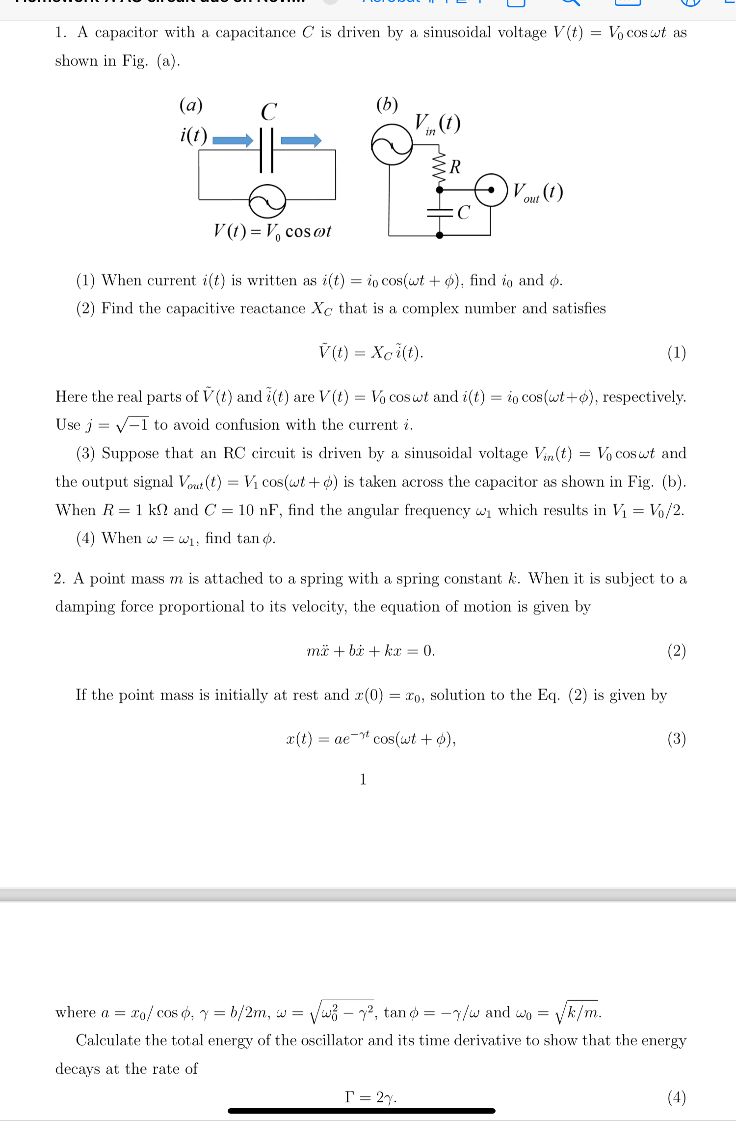 Solved A capacitor with a capacitance C ﻿is driven by a | Chegg.com