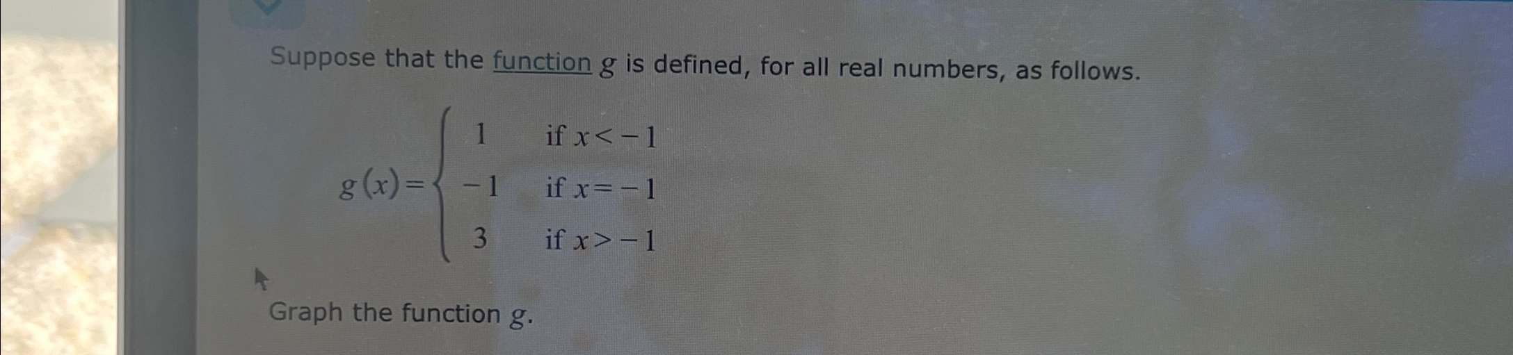 Solved Suppose that the function g ﻿is defined, for all real | Chegg.com