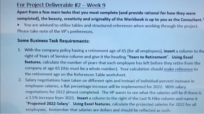 Solved For Project Deliverable #2-Week 9 Apart from a few | Chegg.com