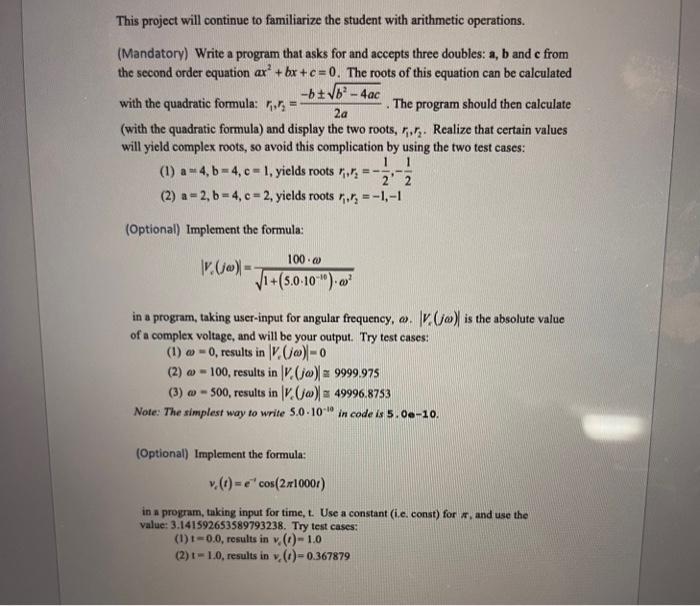 Solved This project will continue to familiarize the student | Chegg.com