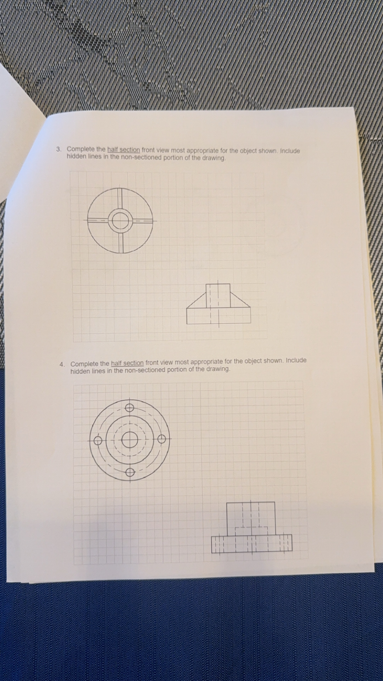 Solved by an EXPERT Complete the half section front view most ...