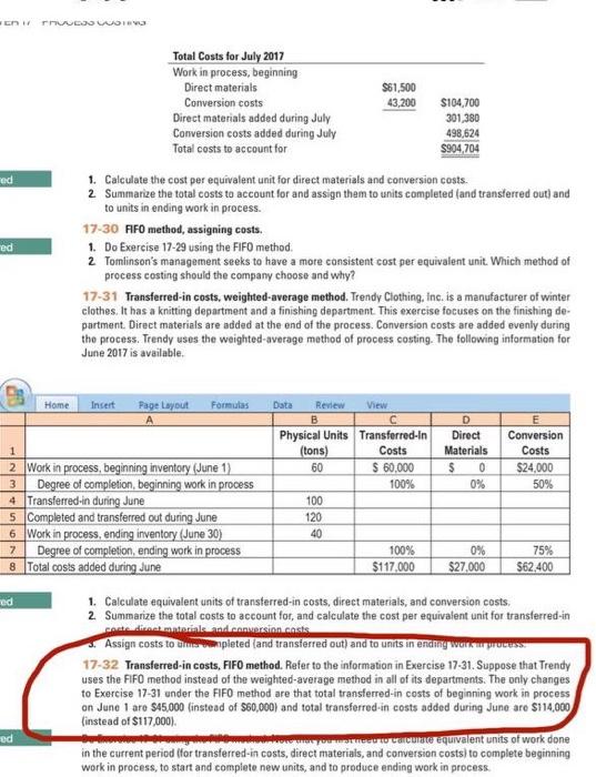 1. Calculate the cost per equivalent unit for direct | Chegg.com