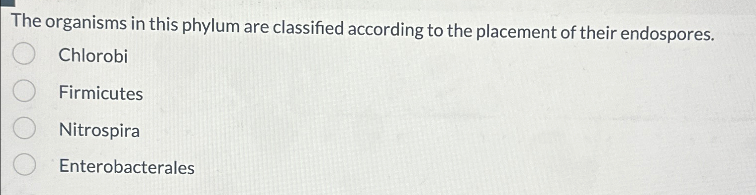 Solved The organisms in this phylum are classified according | Chegg.com