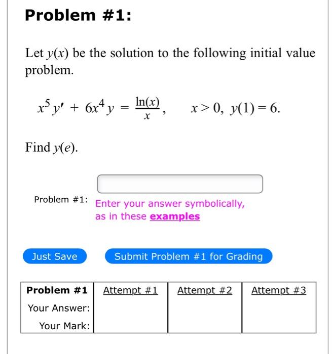 Solved Let y(x) be the solution to the following initial | Chegg.com