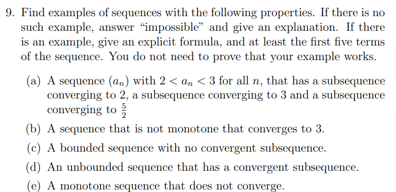 Solved Find examples of sequences with the following | Chegg.com