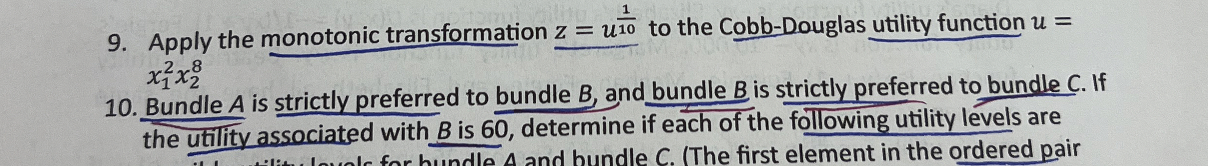 Solved Apply the monotonic transformation z=u110 ﻿to the | Chegg.com