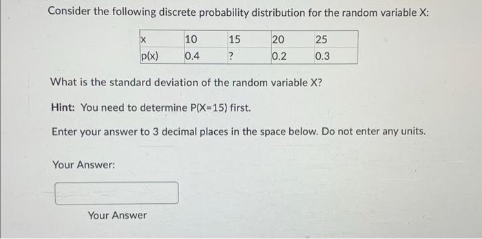 Solved Consider the following discrete probability | Chegg.com