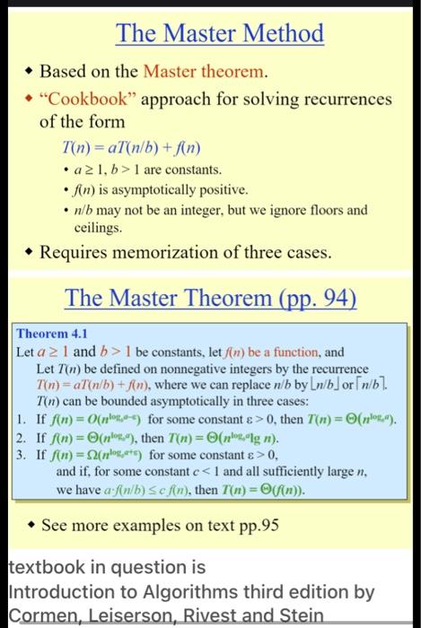 Solved Use the master method to give tight asymptotic bounds | Chegg.com