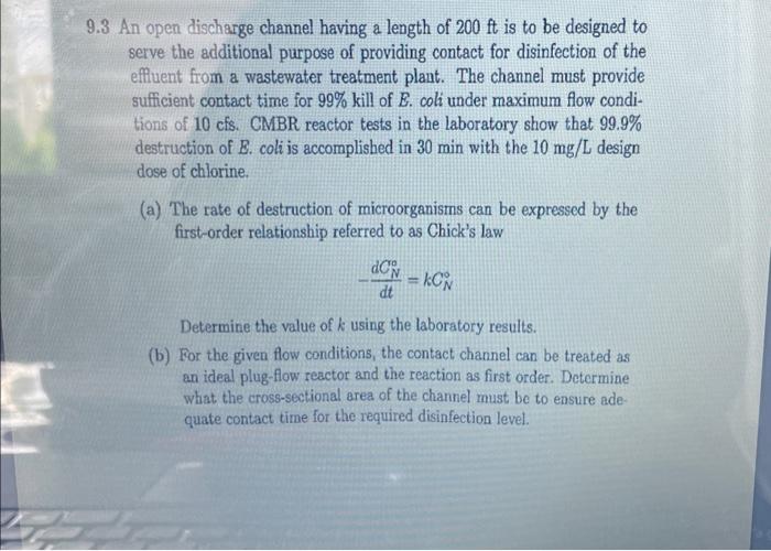 Solved 3 An open discharge channel having a length of 200ft | Chegg.com