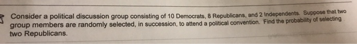 Solved R Consider a political discussion group consisting of | Chegg.com