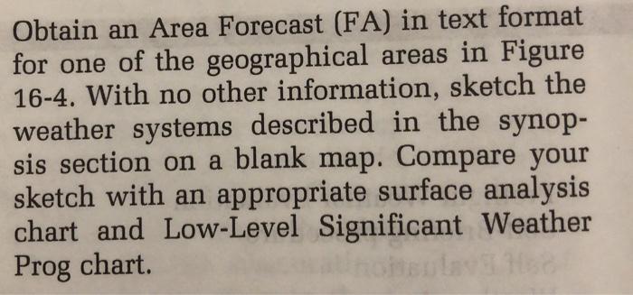 Obtain an Area Forecast (FA) in text format for one | Chegg.com
