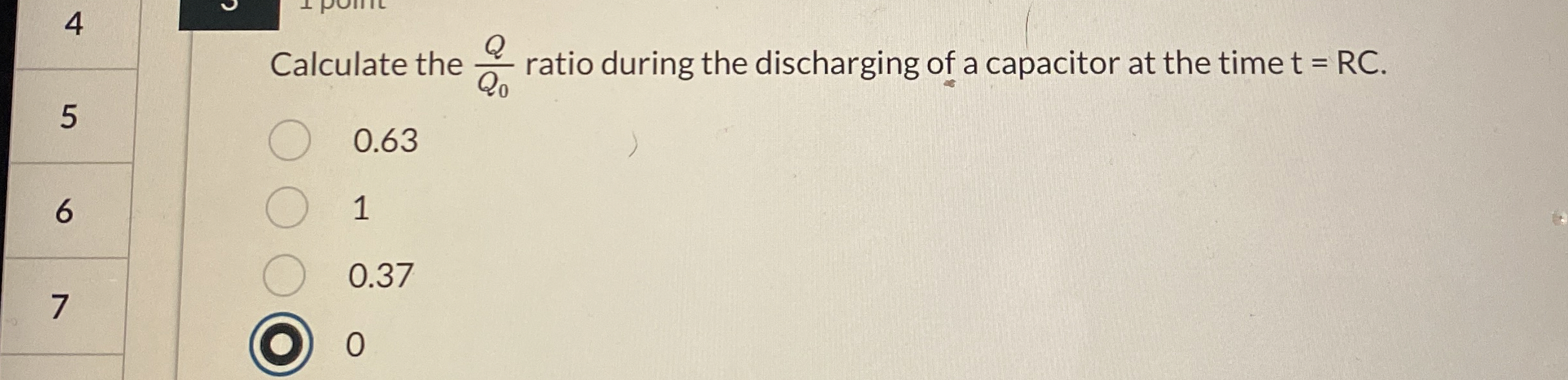 Solved Calculate the QQ0 ﻿ratio during the discharging of a | Chegg.com