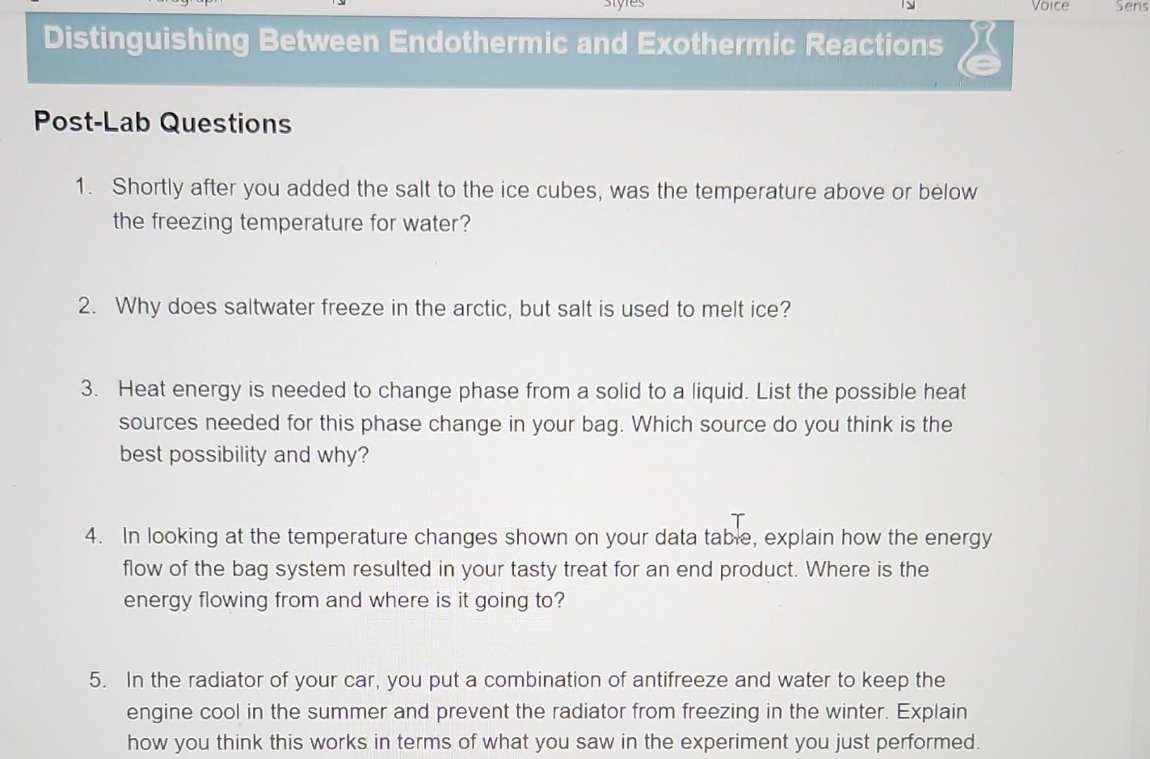 Table 6: Endothermic Reaction | Chegg.com