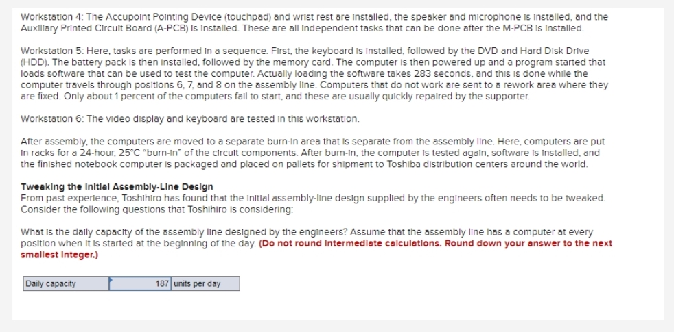 Solved Toshiba's Notebook Computer Assembly Line Toshihiro | Chegg.com