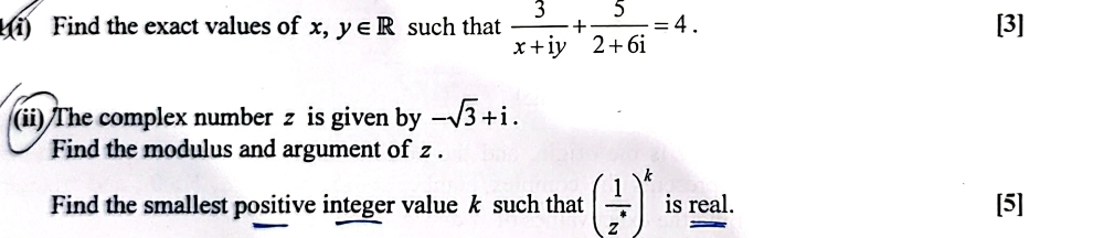 Solved (i) ﻿Find the exact values of x,yinR such that | Chegg.com