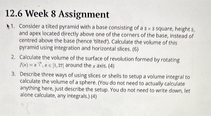Solved 1. Consider a tilted pyramid with a base consisting | Chegg.com