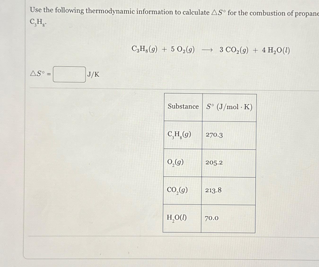 Solved Use the following thermodynamic information to | Chegg.com
