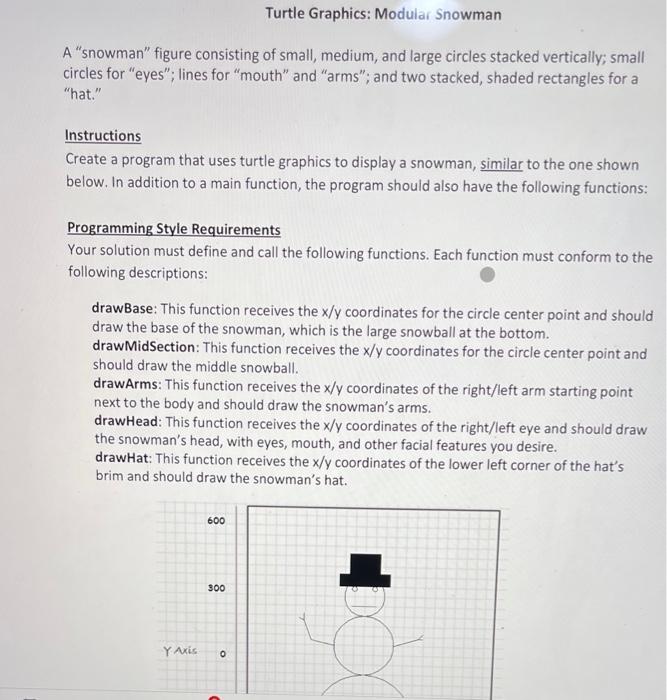 Solved Turtle Graphics: Modular Snowman A "snowman" figure | Chegg.com