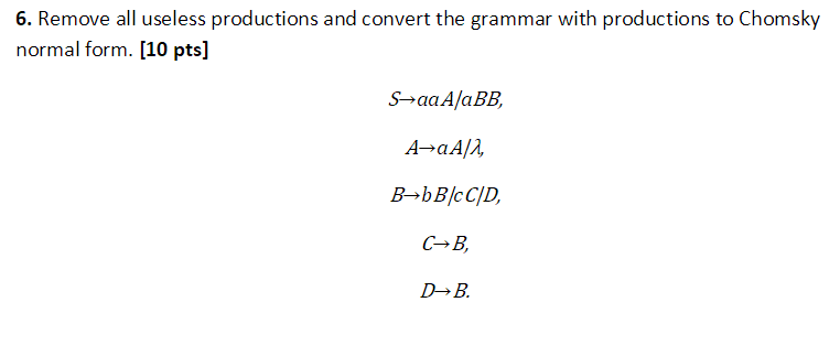 Solved Remove all useless productions and convert the | Chegg.com